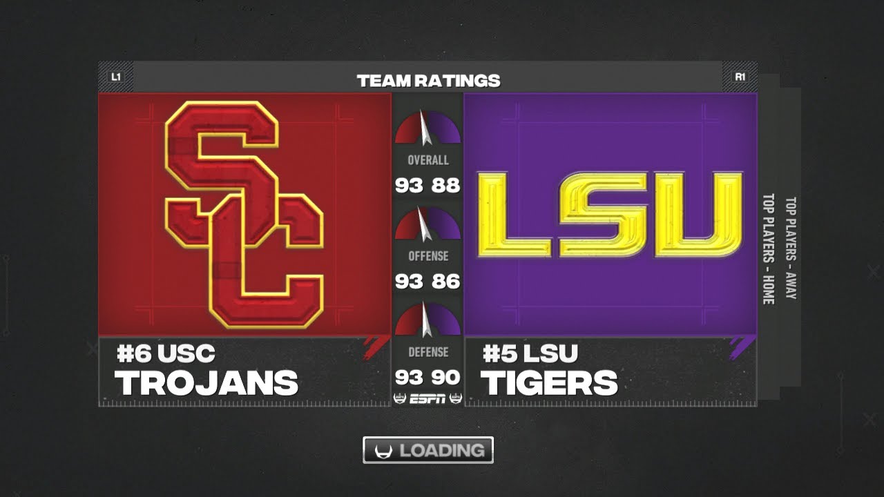 NCAA 14 Revamped - USC Trojans Vs LSU Tigers Simulation Gameplay - YouTube