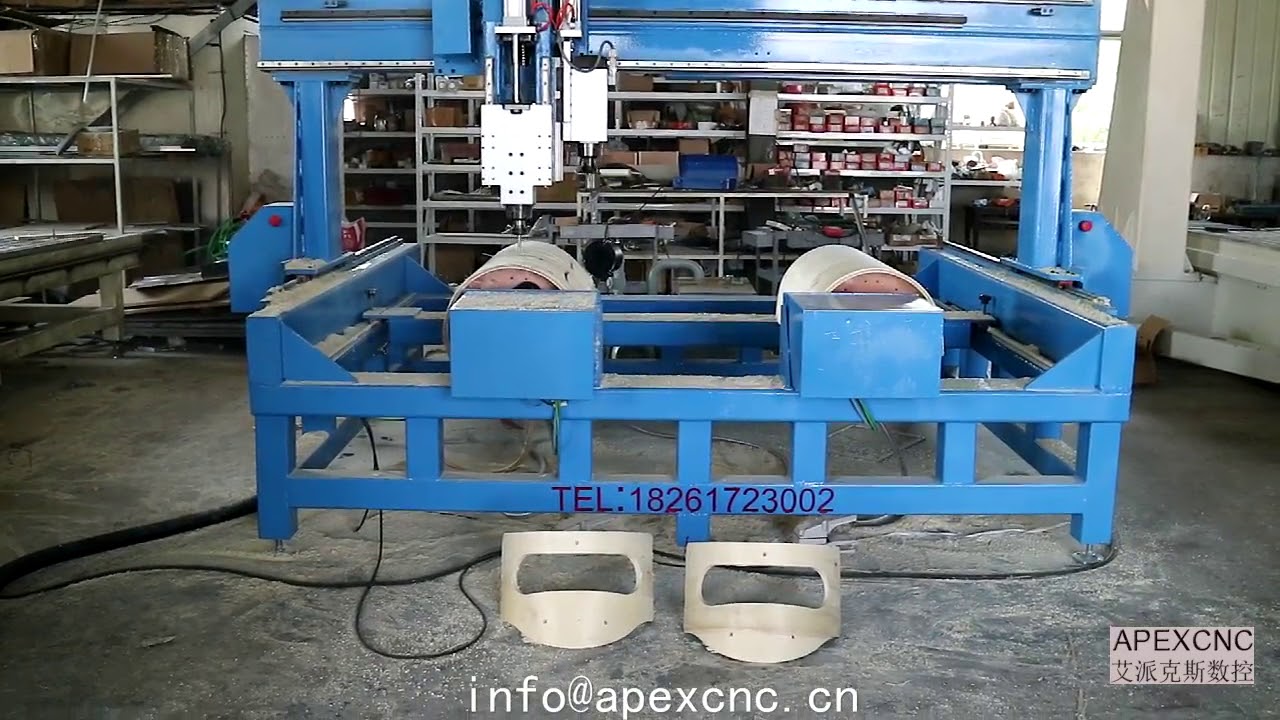 CNC CUTTING MACHINE with 2 Spindles & 2 Stations curved plywood bent ...