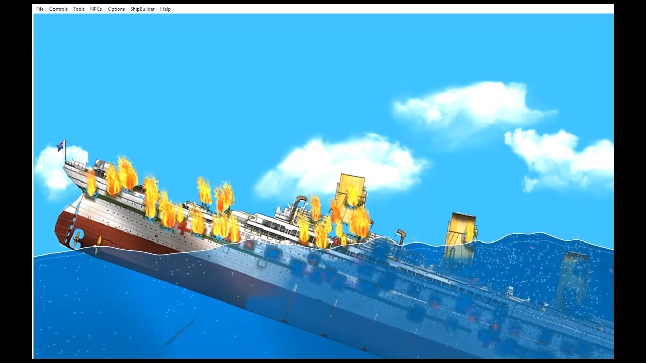 H.M.H.S Britannic ship is sunk by laser beam - Floating Sandbox ...