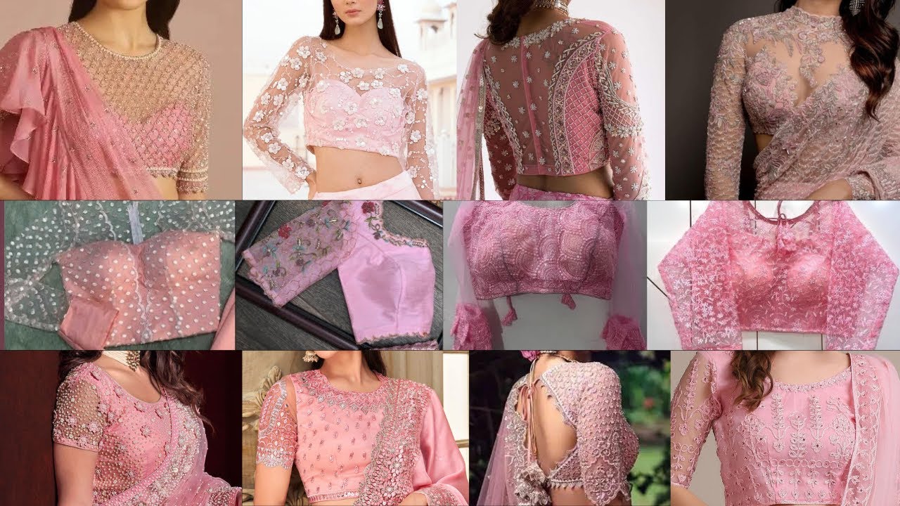 Latest Light Pink Net Blouse Design | 🌸 Baby Pink Net Blouse Designs ...
