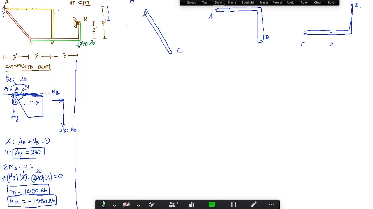Statics Eq 2D Composite Body Problem - YouTube