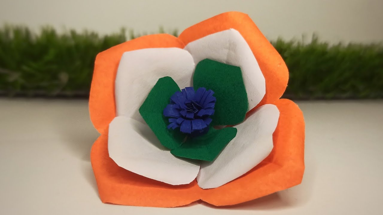 Independence Day Paper Flower Making Idea | Independence Day Craft ...