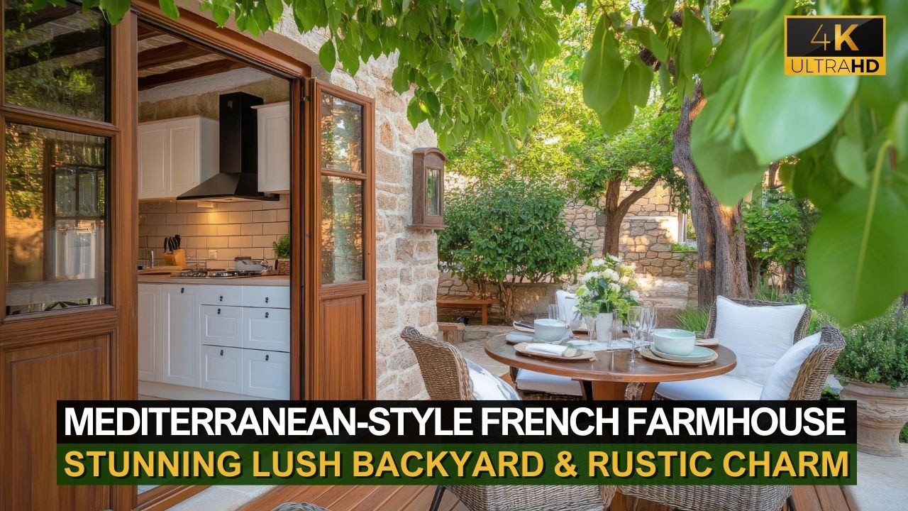 Mediterranean-Style French Farmhouse Design with Lush Backyard & Rustic ...