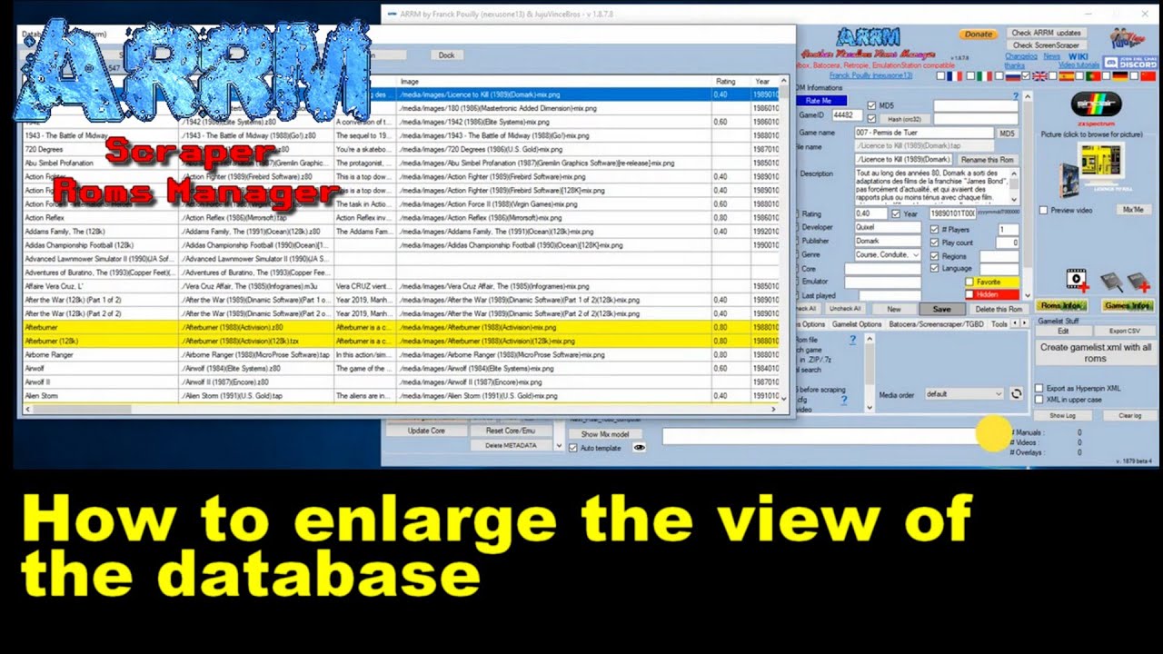 ARRM : how to enlarge the view of the Database - YouTube