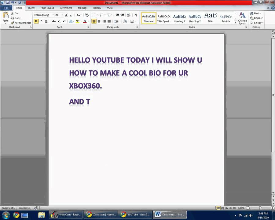 How to make a cool bio for Xbox 360 - YouTube