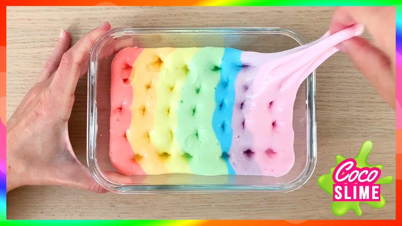 How To Make A Rainbow Slime 👌⭐️ DIY Rainbow Slime Coloring Recipe 👌⭐️ ...