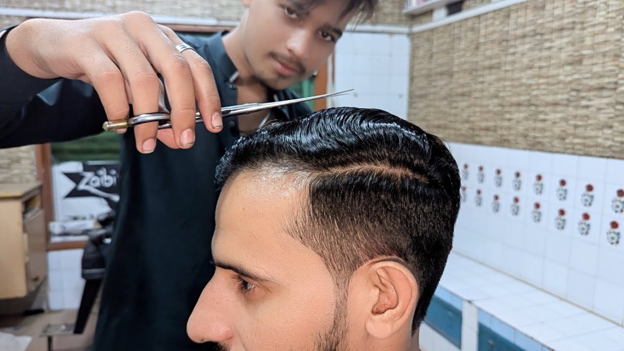 How to slope haircut transformation zaibi barber shop - YouTube