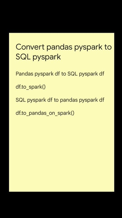 Convert Pandas Pyspark To Sql Pysparkpandas Pyspark Sqlpyspark