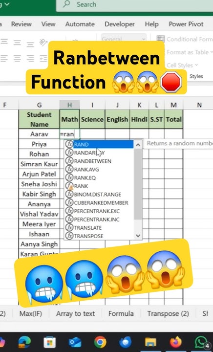 Randbetween Function excel🛑 #excelhacks #excel #exceltips #exceltips #microsoftoffice # ...