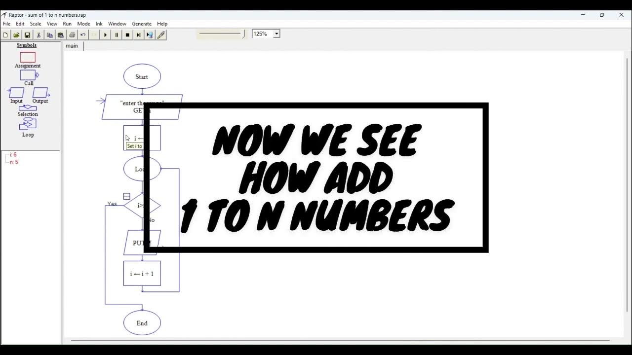 Easy way of printing and sum of 1 to n numbers in raptor - YouTube