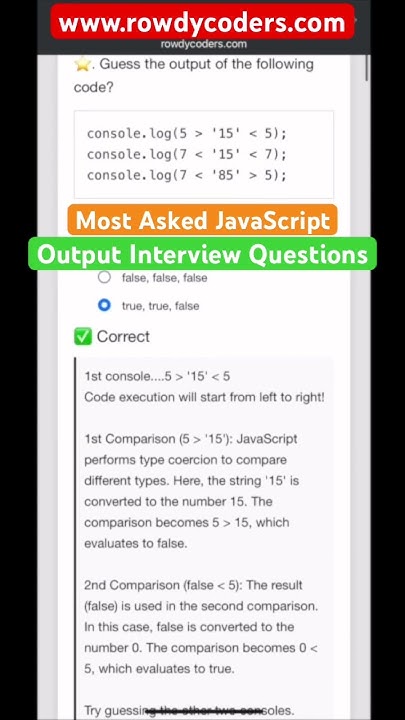 Most Asked Javascript Output Interview Questions Interview Rowdycoders Javascript Youtube
