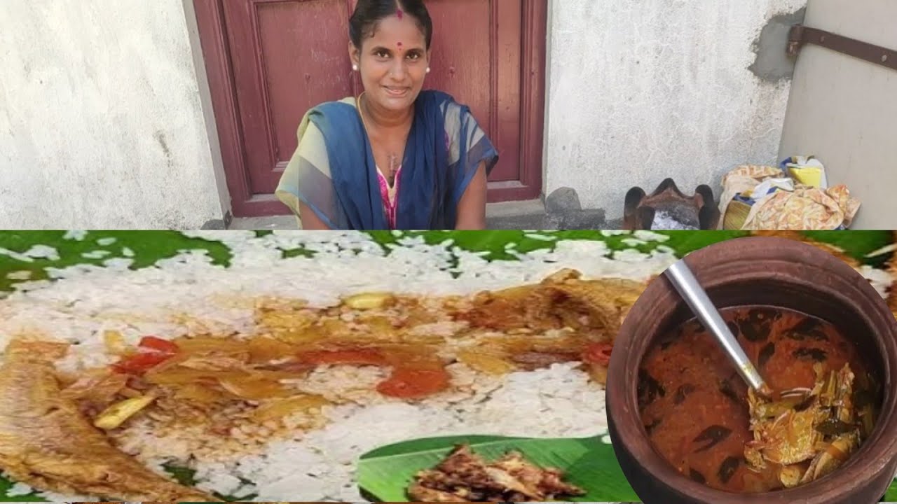 Sankara fish curry and fish fry with white rice cooking and eating ...