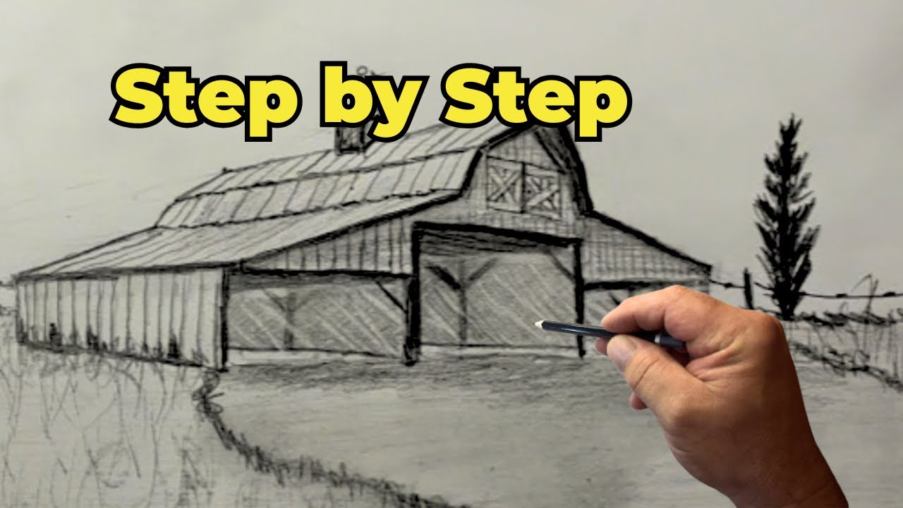 How to Draw a Barn in 2-point perspective - YouTube