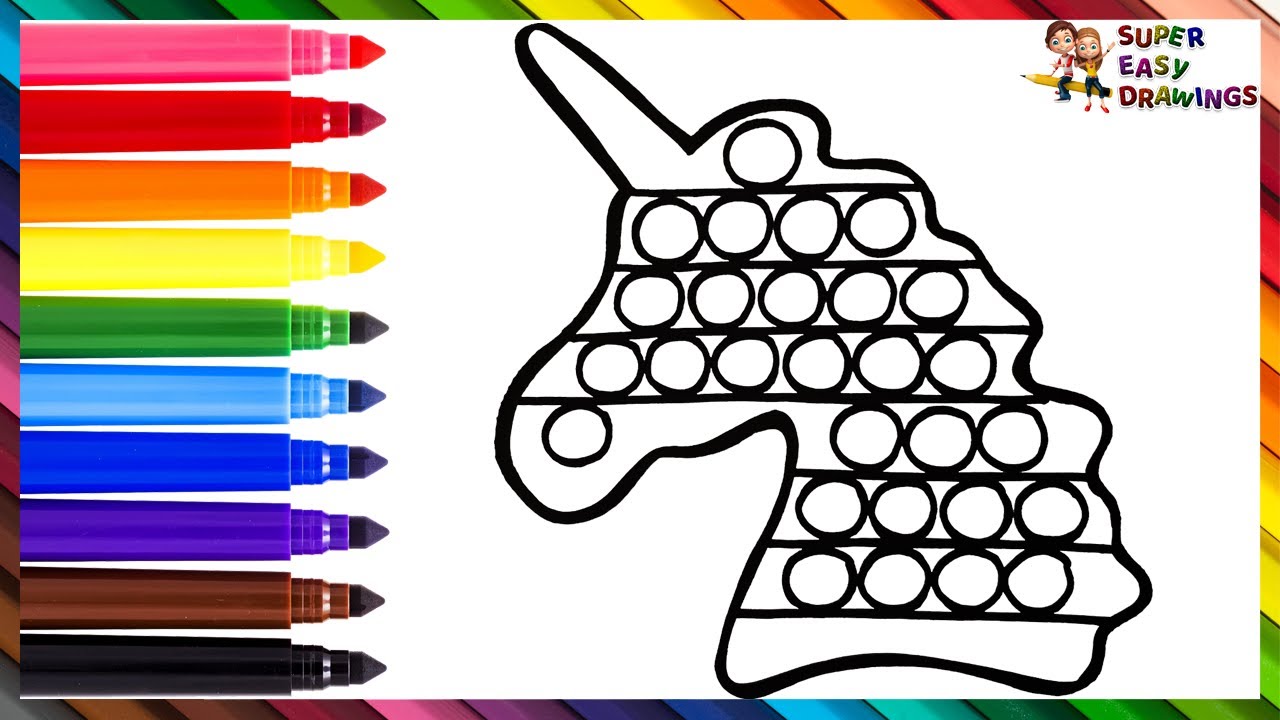 Drawing And Coloring A Rainbow Unicorn POP IT Fidget 🦄🔴🟠🟡🟢🔵🟣🌈 Drawings ...