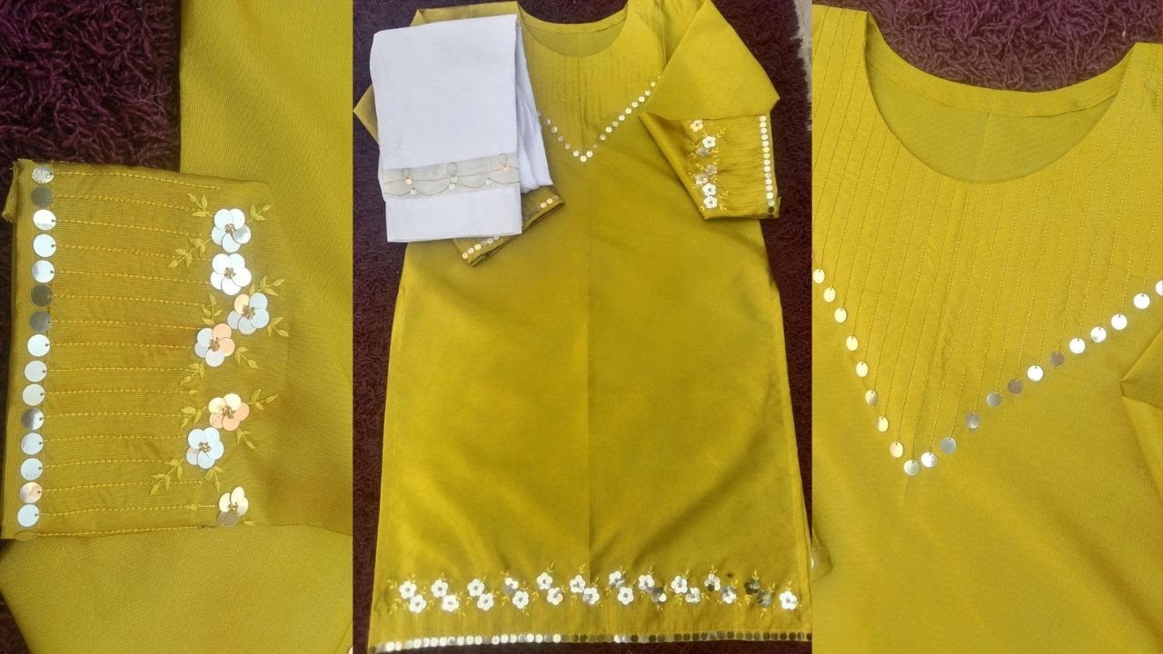 Beautiful Hand Embroidery Pattern for Dress | Easy Daman Design For ...