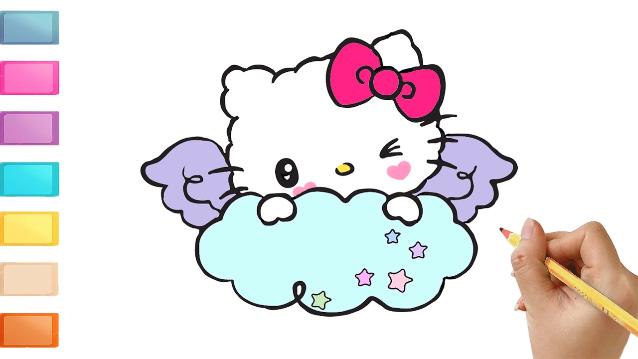 How to draw hello kitty on a cloud | Hello Kitty - YouTube
