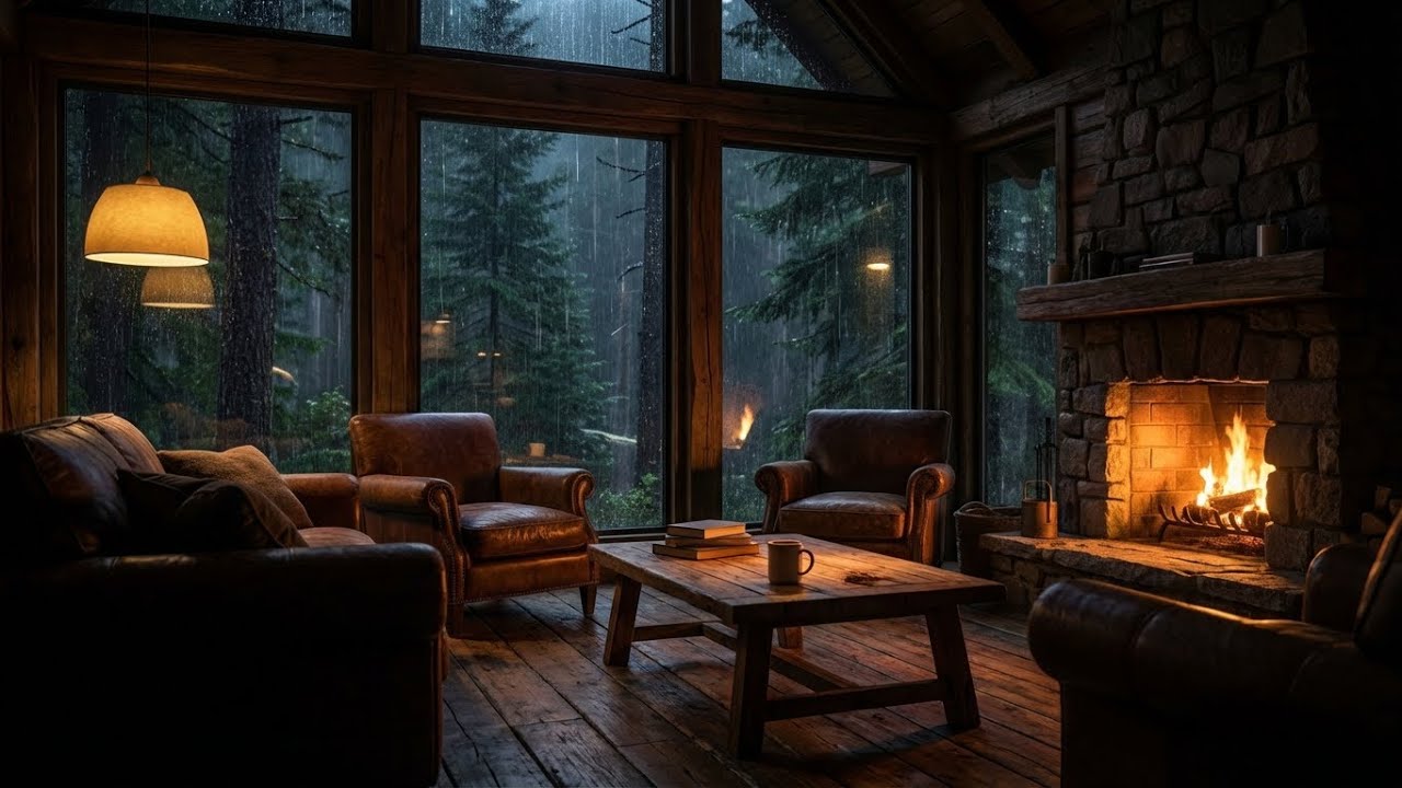 Rain Comfort | Rain Therapy for Deep Sleep | Cabin in Forest During ...