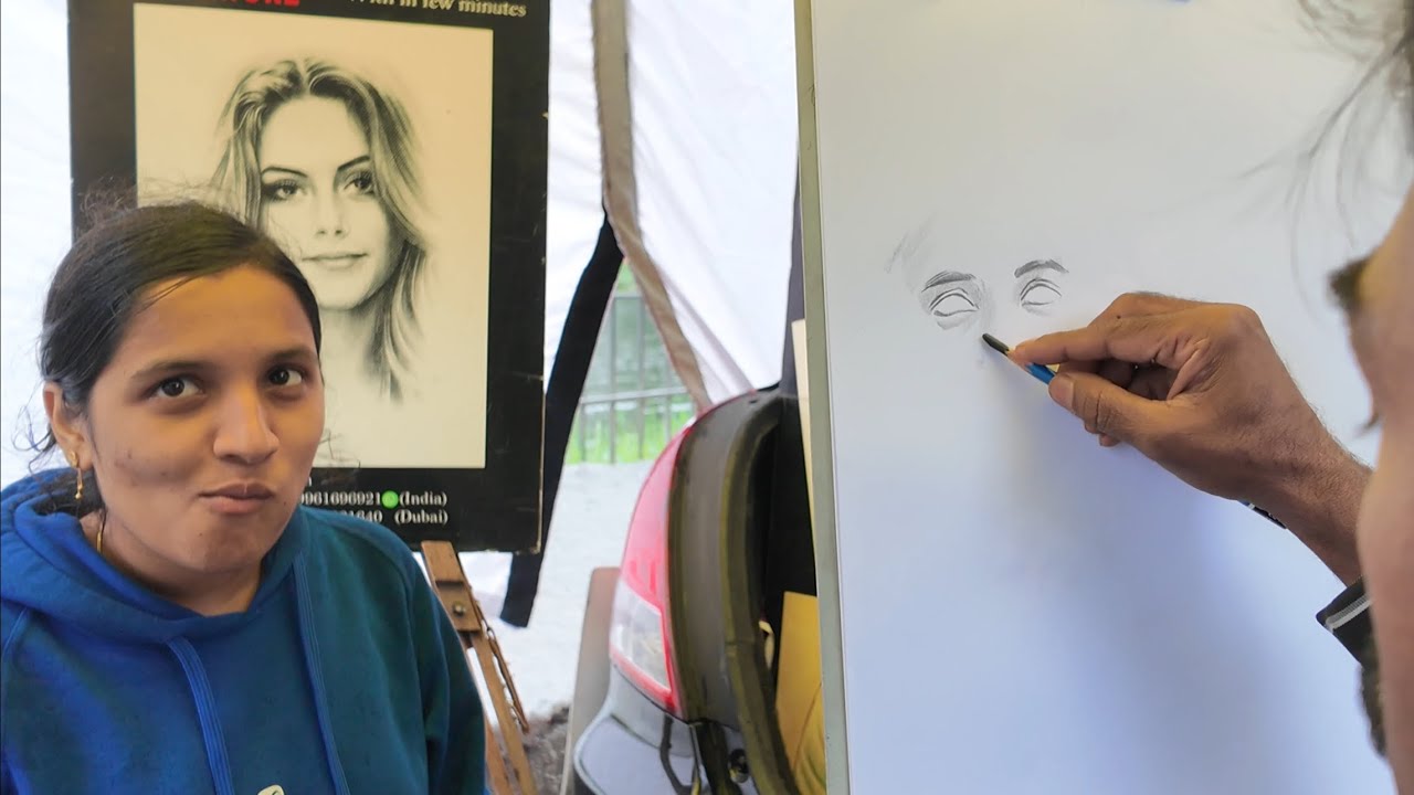 Street artist live portrait drawing 116 - YouTube