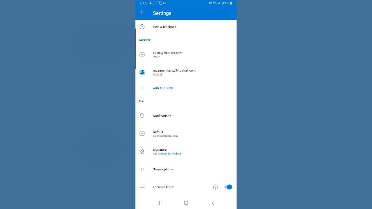 Email Configuration At Android Outlook App Using IMAP - YouTube