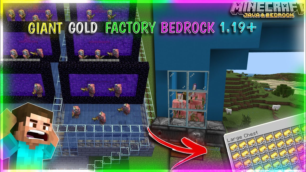 MEGA GOLD FARM IN MINECRAFT BEDROCK 1.19+ #minecraftbedrock - YouTube