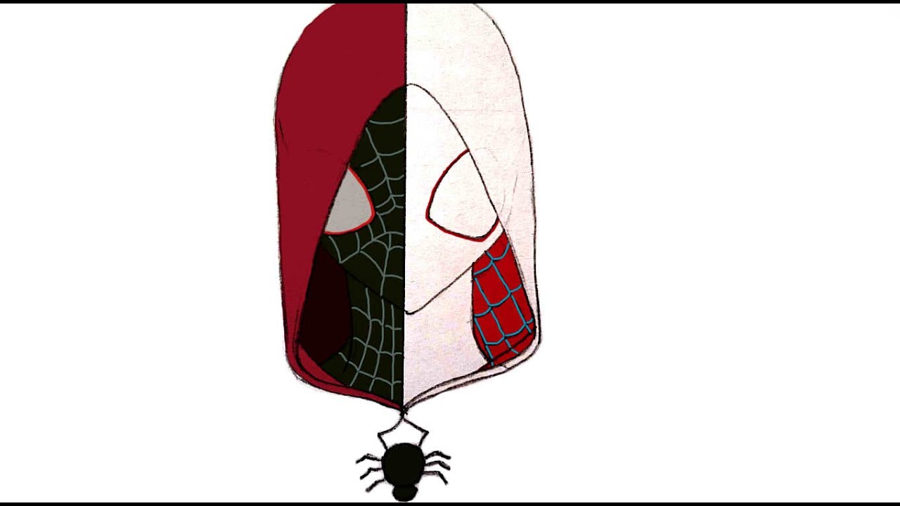 How to draw Spiderman and Spider Gwen half face || Easy drawing - YouTube