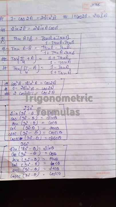All Trigonometric formulas class 11 - YouTube