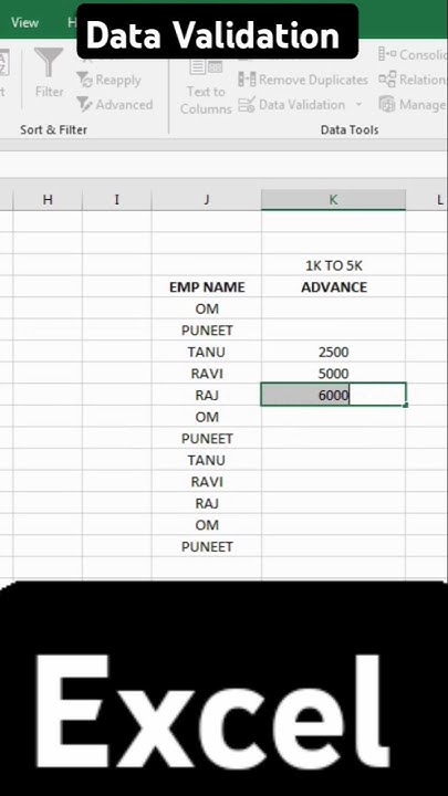 Data Validation #excel #datavalidation #youtube #microsoft #viralshorts #yt #exceltips - YouTube