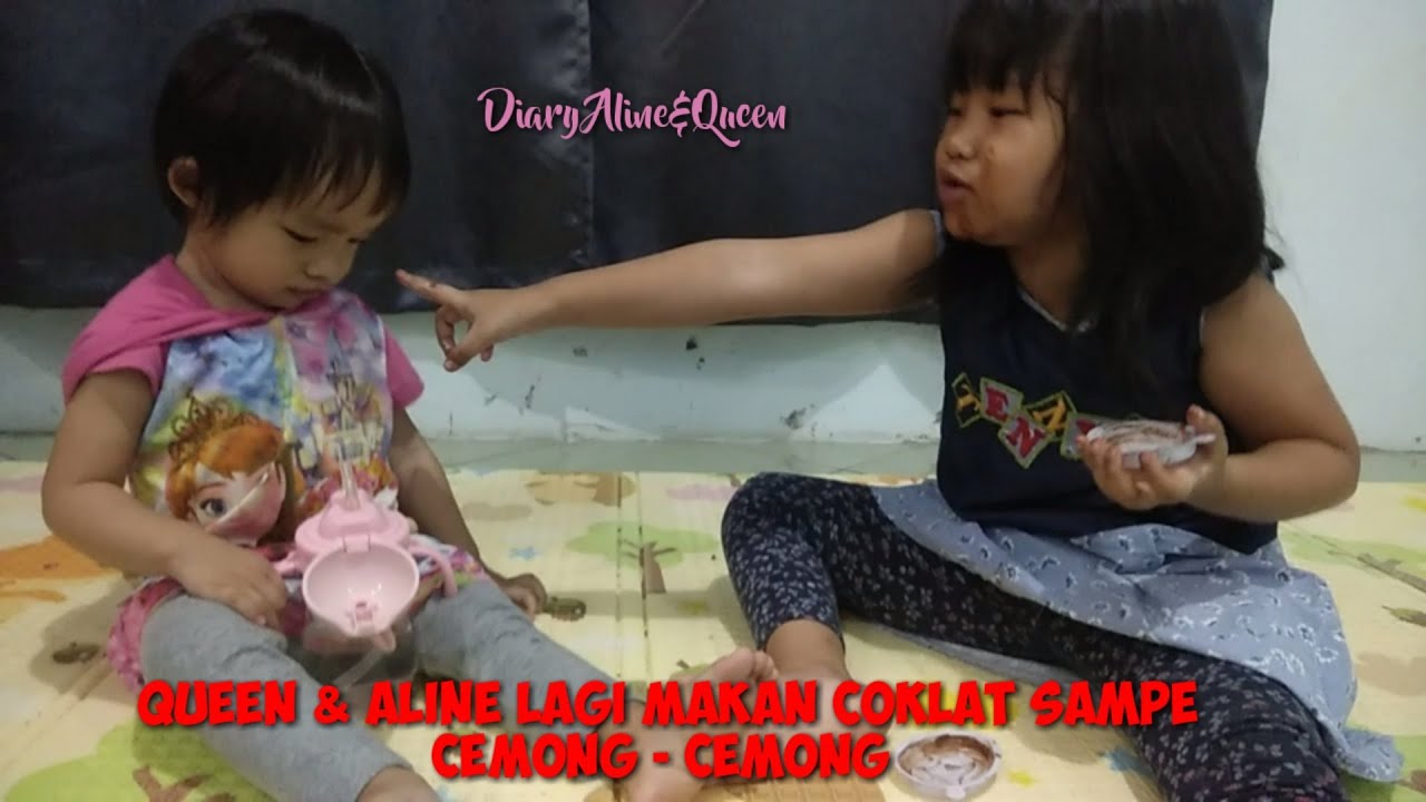 Diary Aline & Queen : makan coklat sampe cemong - YouTube