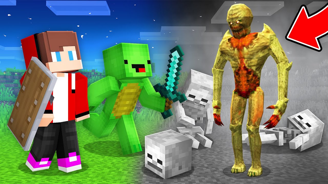 Jj And Mikey Escape From Scary Skeleton Mutant In Minecraft Maizen