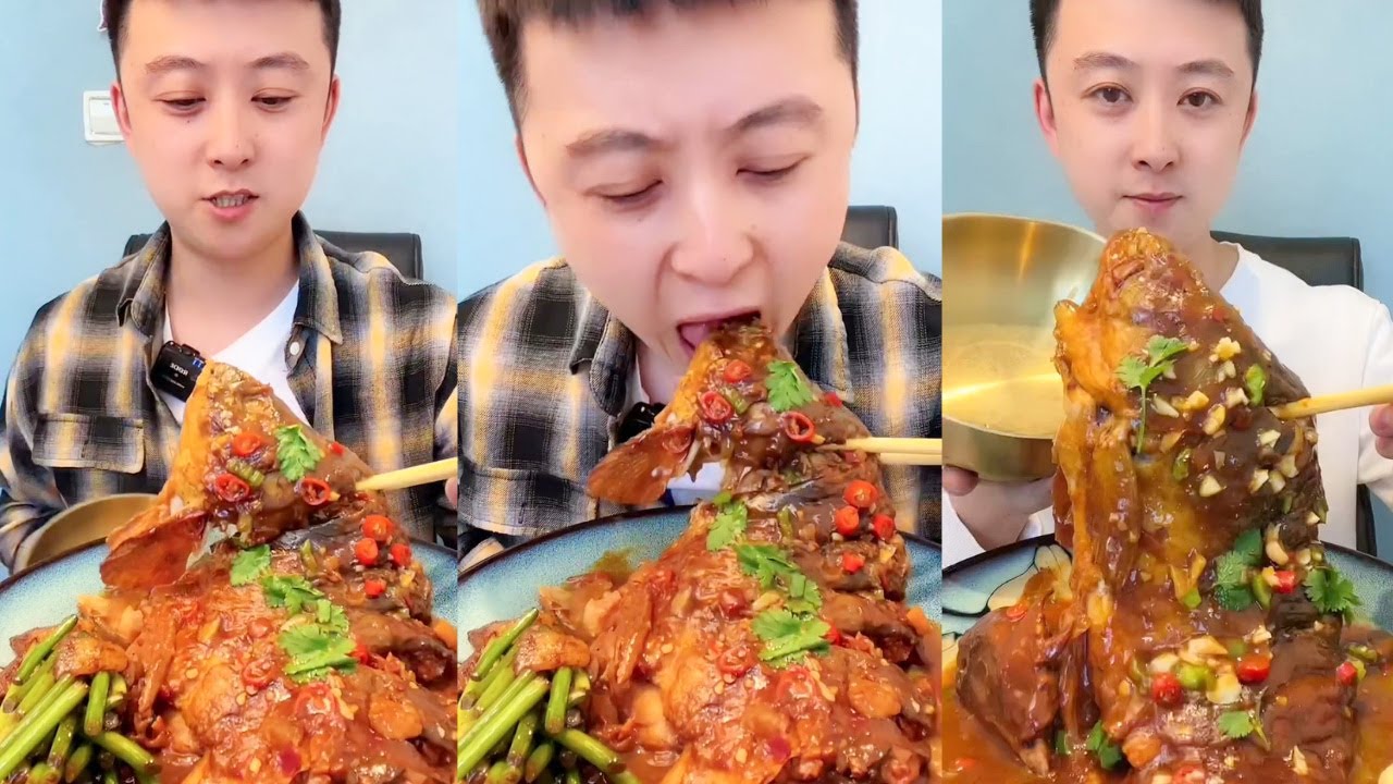 Asmr Chinese eating show braised Carp in soy sauce | Favorited big fish ...