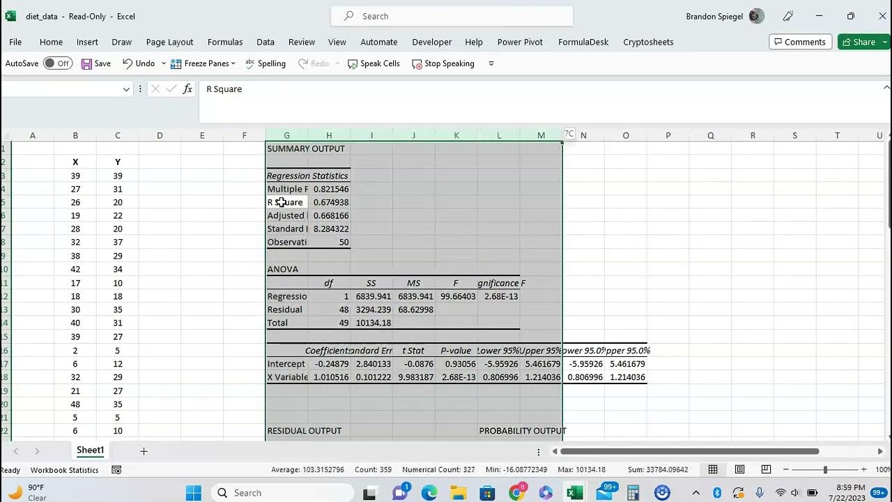 A Step-by-Step Guide to Perform Regression in Microsoft Excel! Two ...