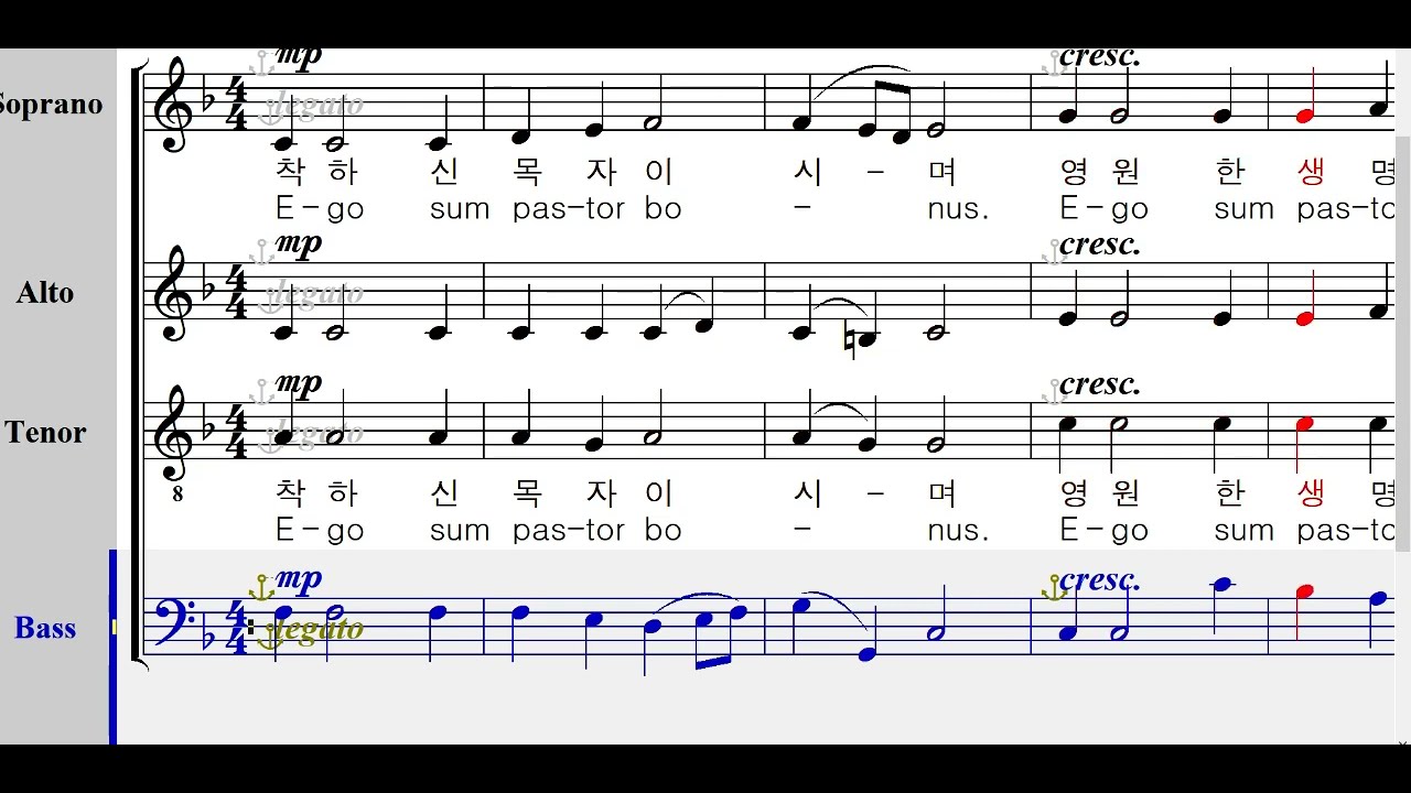 착하신 목자(Ego sum Pastor bonus)_(베이스 )_John Rombaut 곡 - YouTube