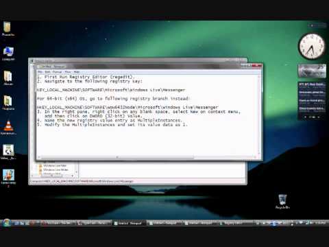 Enable Multiple logins in Windows Live Messenger - YouTube