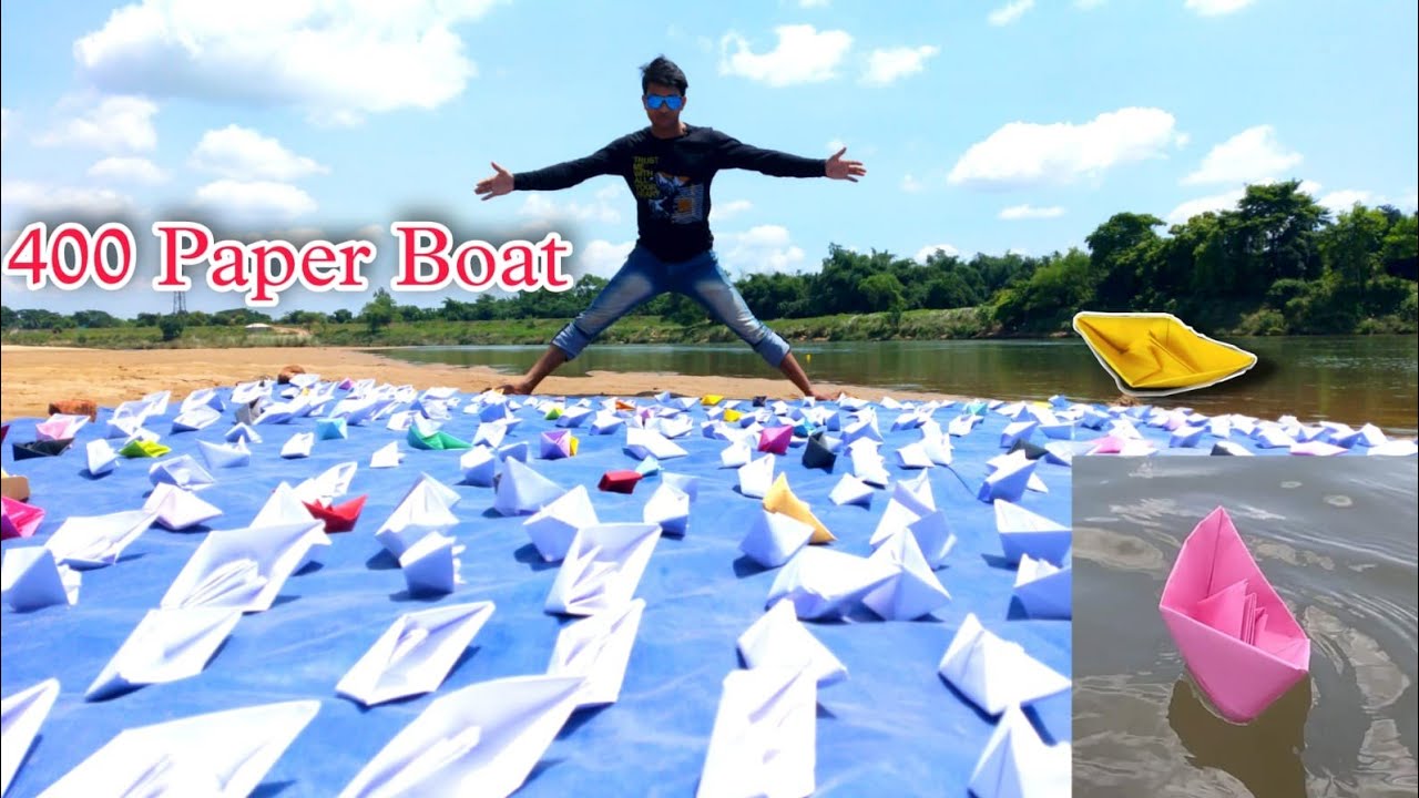 400 Paper boat on River ⛵ || Experiment by ViralTesting - YouTube