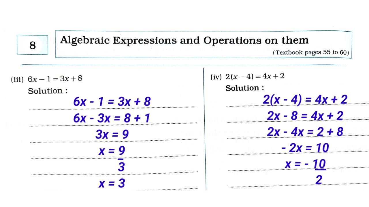 7th STD Maths ch 8 Algebraic Expressions and Operations on them ...