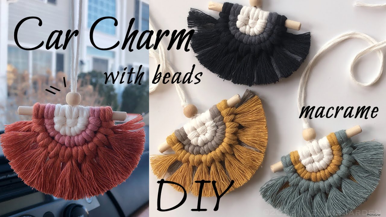 Macrame Car Charm With Bead - YouTube