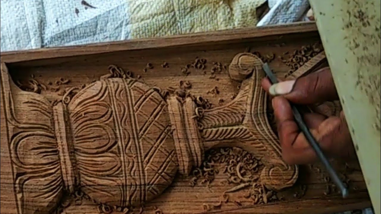 wood carving pot lining design handmade wood carving - YouTube