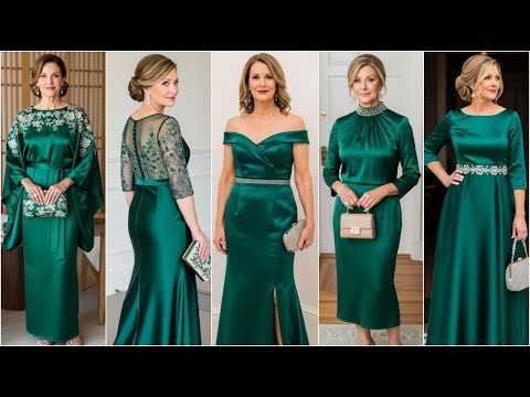 Satin Emerald Green Outfits for Mother of the Bride Dresses - Satin Wedding Gowns for Bride's Mother