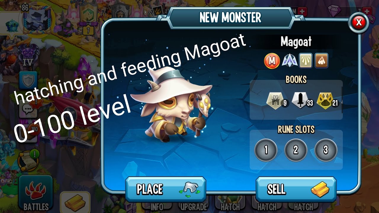 Hatching and feeding Magoat from level 1 to 100 | best skills, runes ...