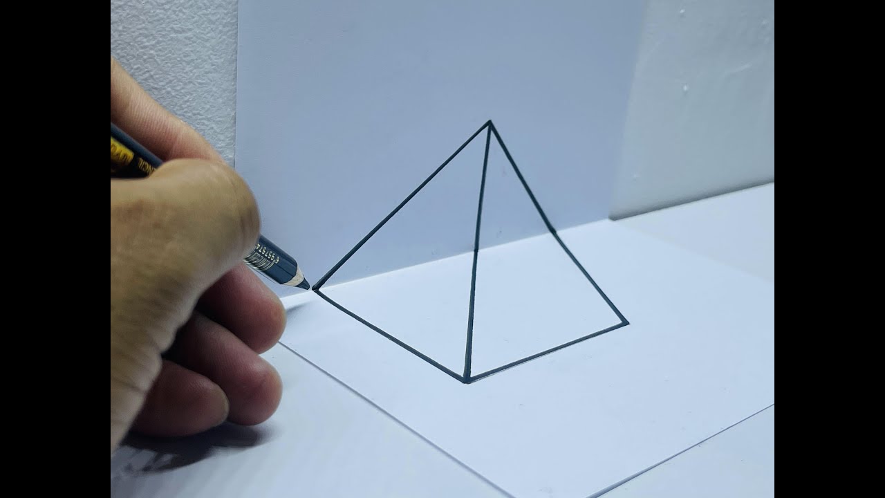 easy draw 3d pyramid Trick Art, how to draw 3D pyramid - YouTube