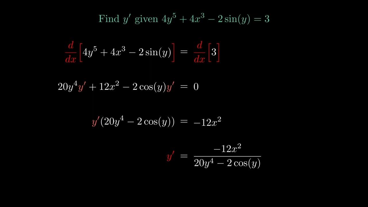 Calculus DF7 Differentiating implicitly defined functions - YouTube