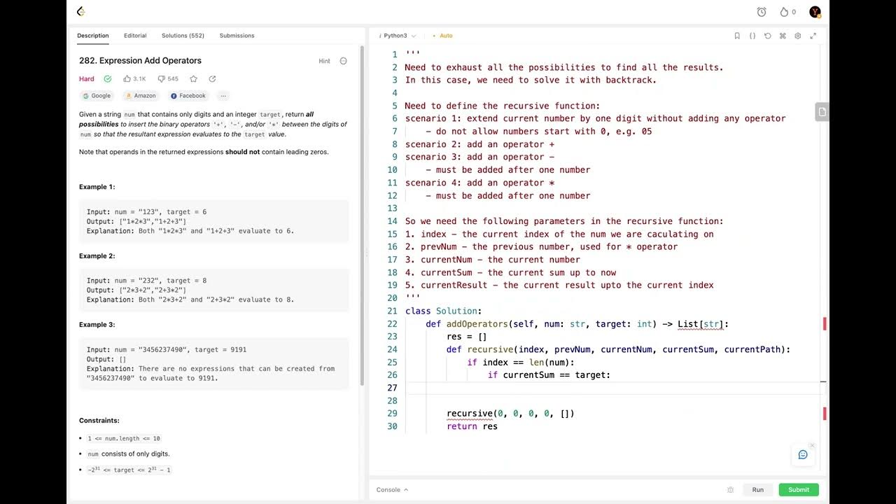 Leetcode 282 - YouTube