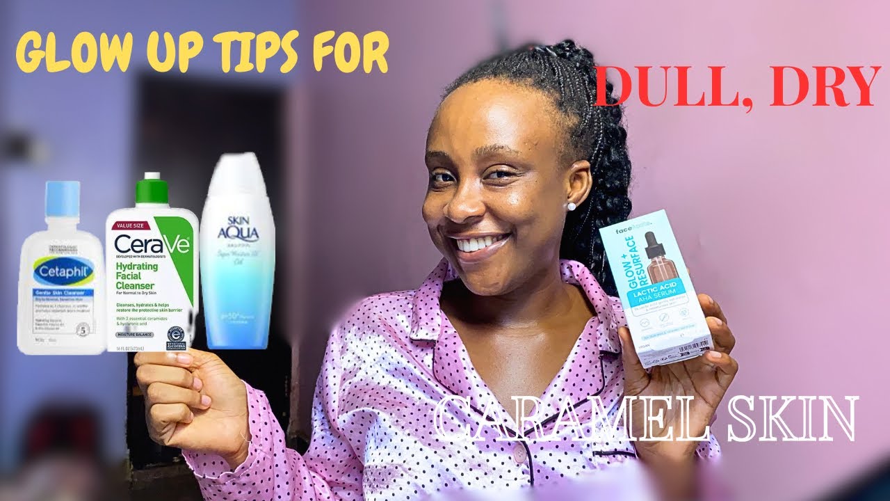 How to BRIGHTEN DRY, dull caramel skin| head to toe skincare product ...