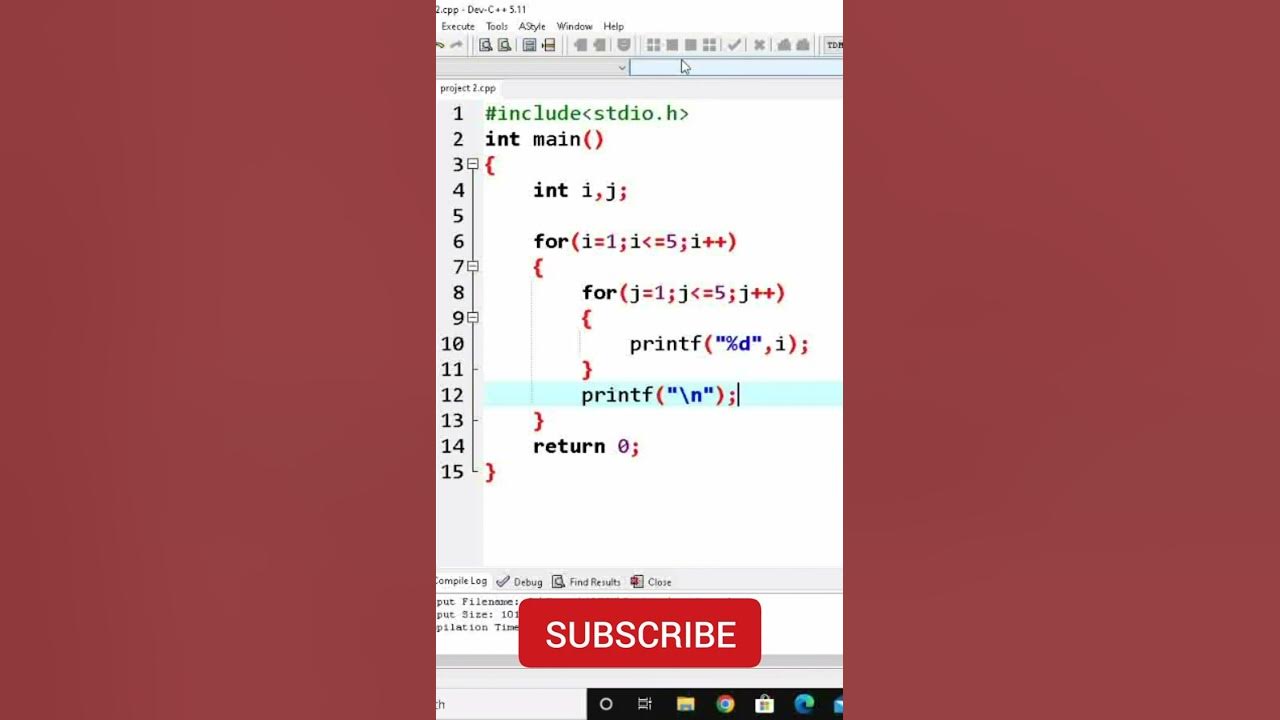 C Language Pattern - 4|#c #clanguage #shortsfeed #cprogramming #clanguagetutorial #respect - YouTube