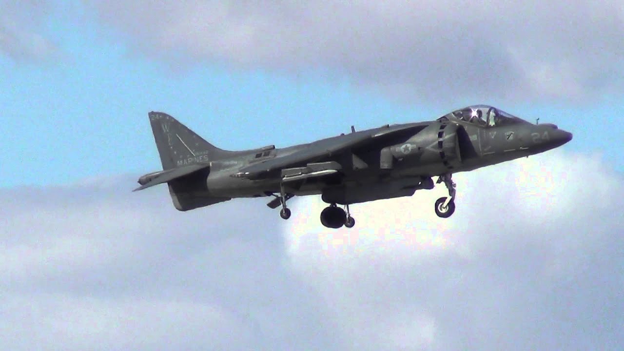 US Marine Corps Harrier doing 360 turn while floating in mid air - YouTube