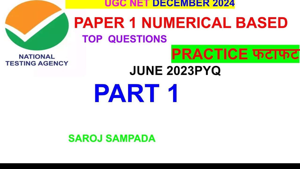 UGC NET PAPER 1 NUMERICAL BASED PYQ JUNE 2023 l SAROJ SAMPADA l - YouTube
