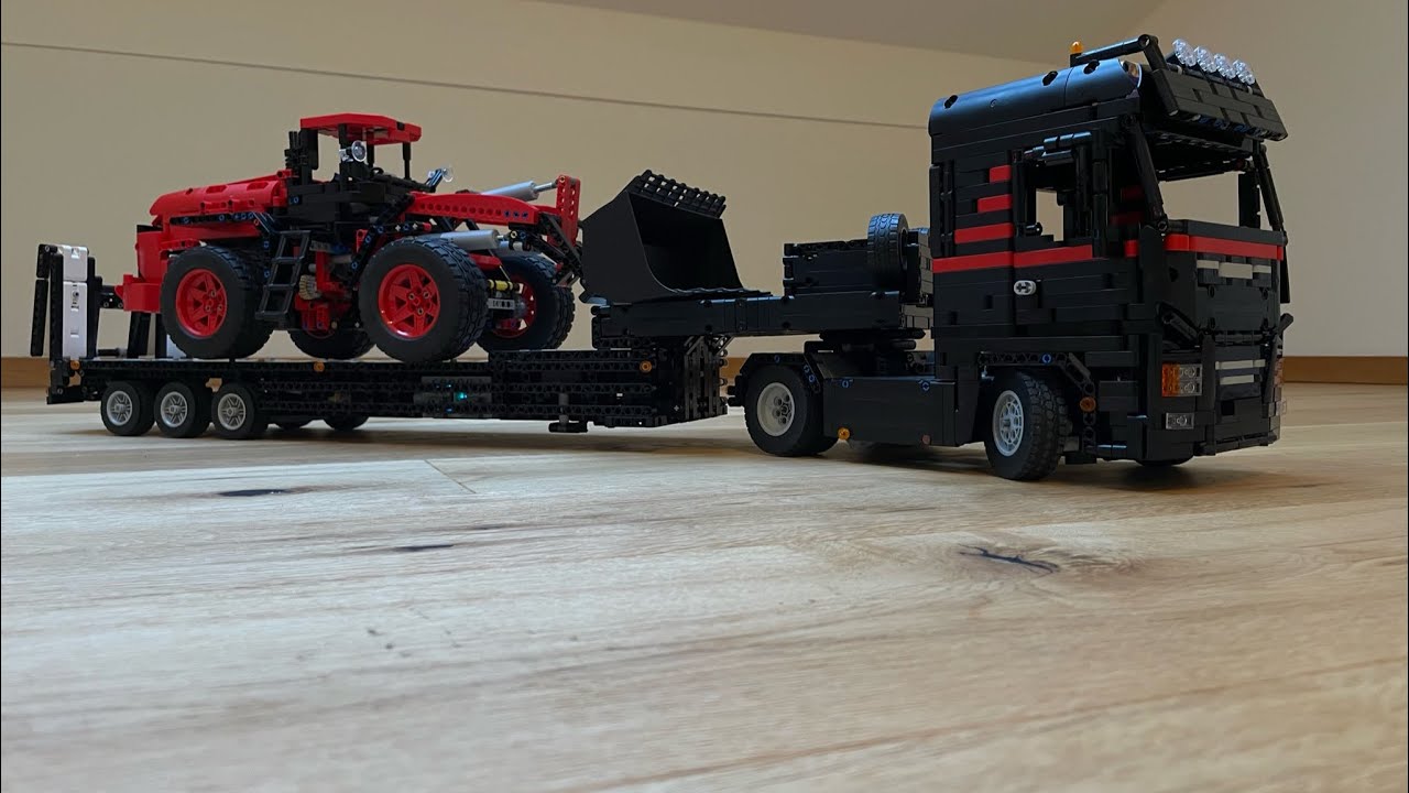 LEGO Technic Flatbed Trailer with Semitrailer Truck in action - YouTube
