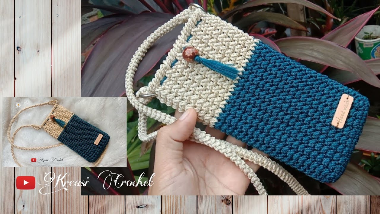 Cara Mudah Membuat Tas HP Rajut || Crochet Cell phone bag - YouTube