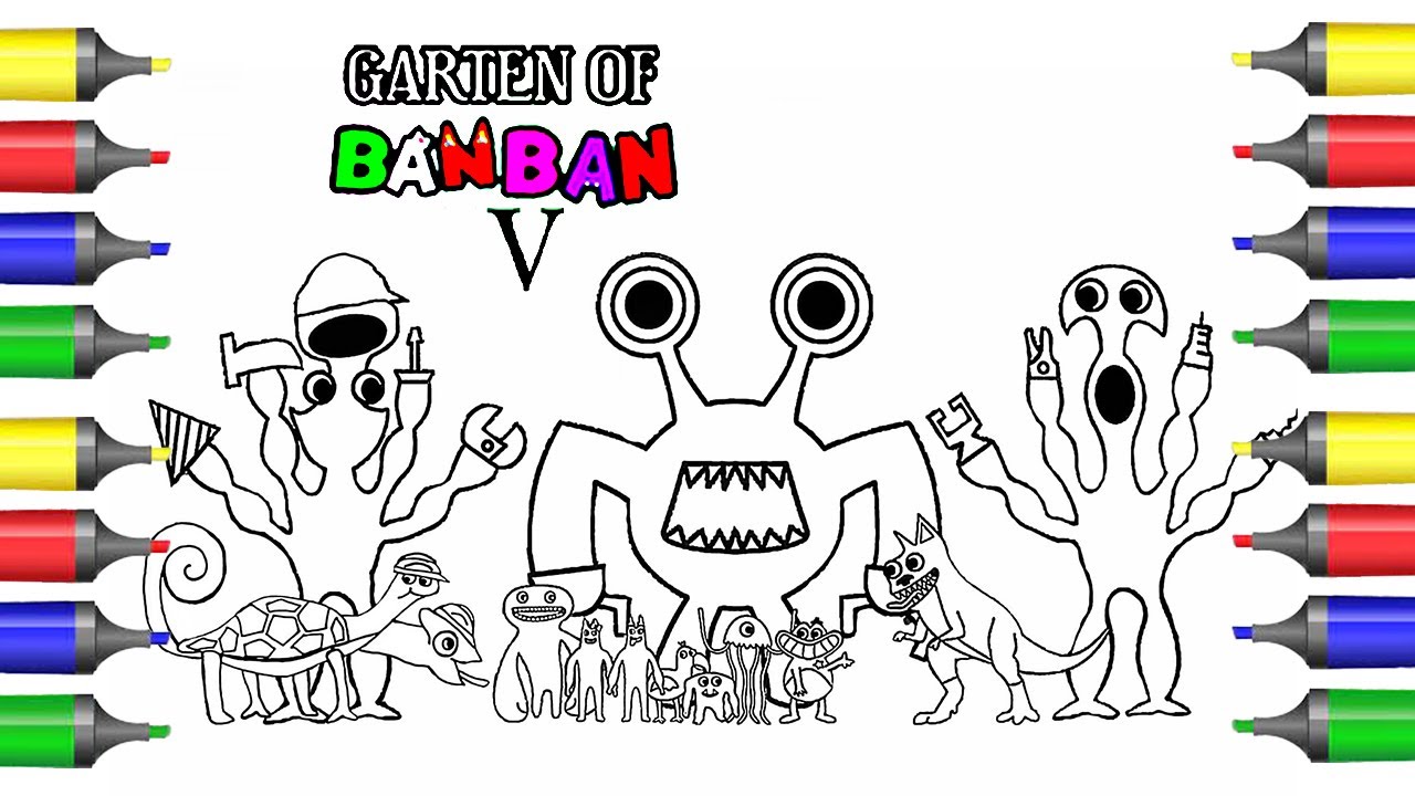 New Garten of Banban 5 Coloring page /All New Bosses + Secret ENDING ...