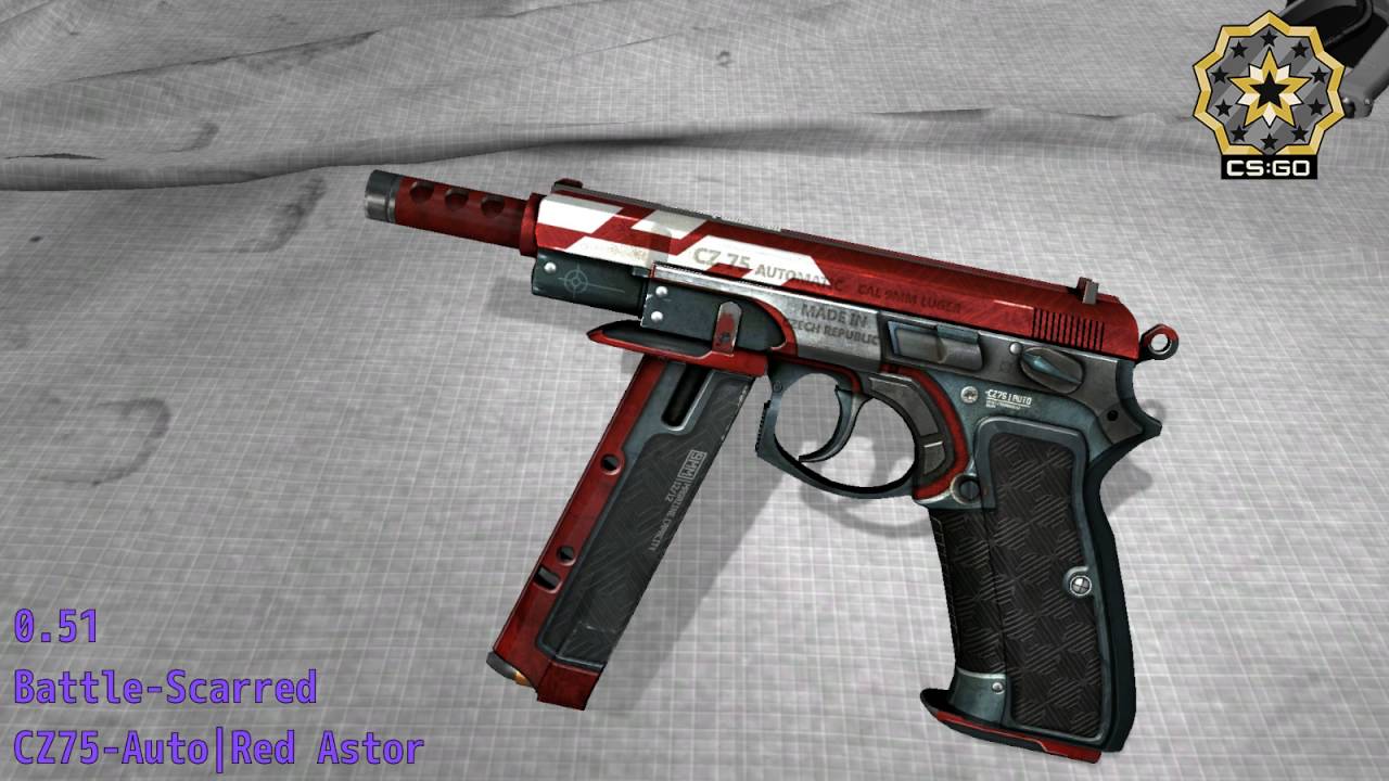 CZ75 Auto Red Astor Wear/Float - YouTube